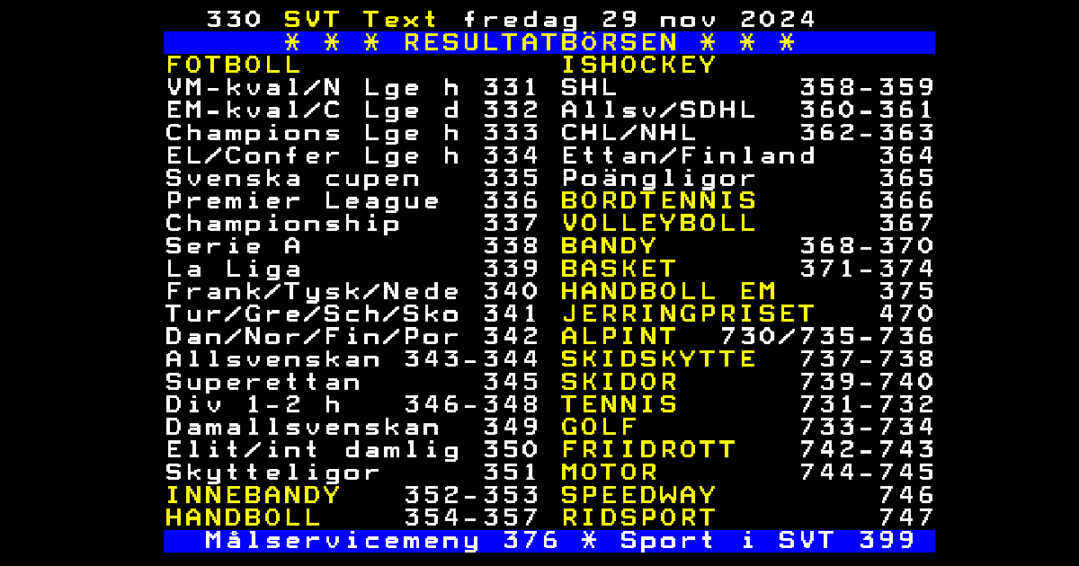 330 - Resultatbörsen