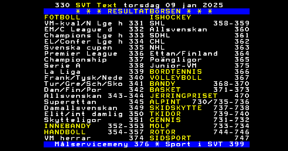 330 - Resultatbörsen