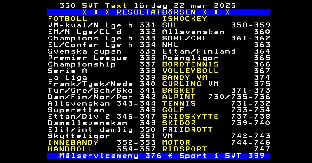 330 - Resultatbörsen