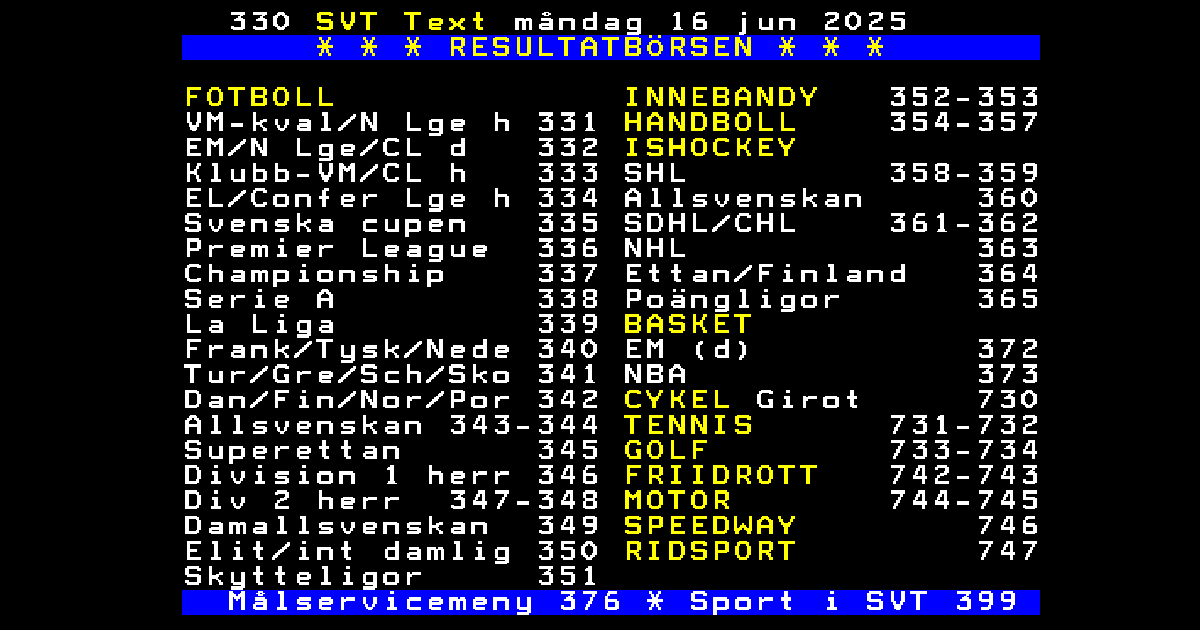 330 - Resultatbörsen